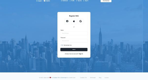 Argon Dashboard Chakra - Free React Template